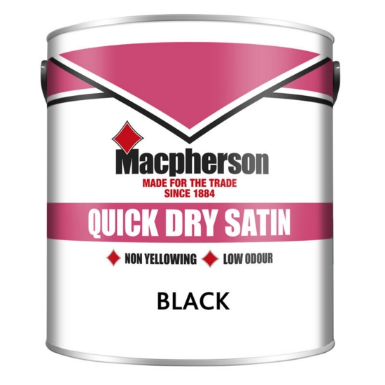 MACPHERSON QUICK DRY SATIN BLACK 2.5LITRE - Winterstoke Decorators Supplies