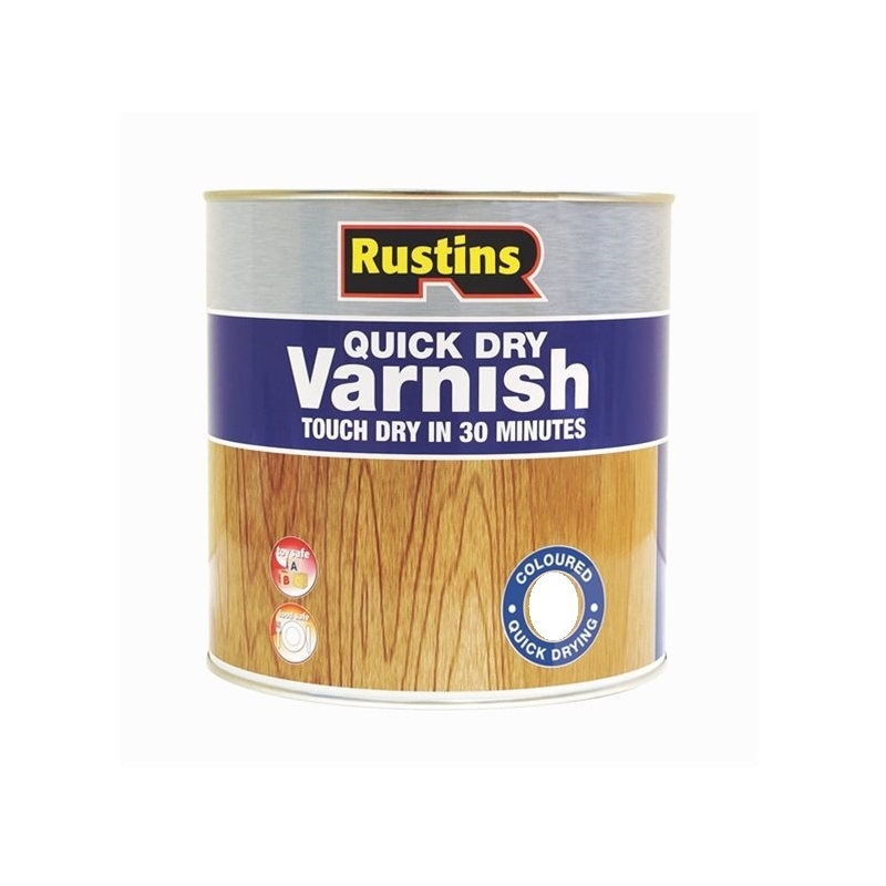 RUSTINS QUICK DRY VARNISH SATIN OAK LITRE - Winterstoke Decorators Supplies
