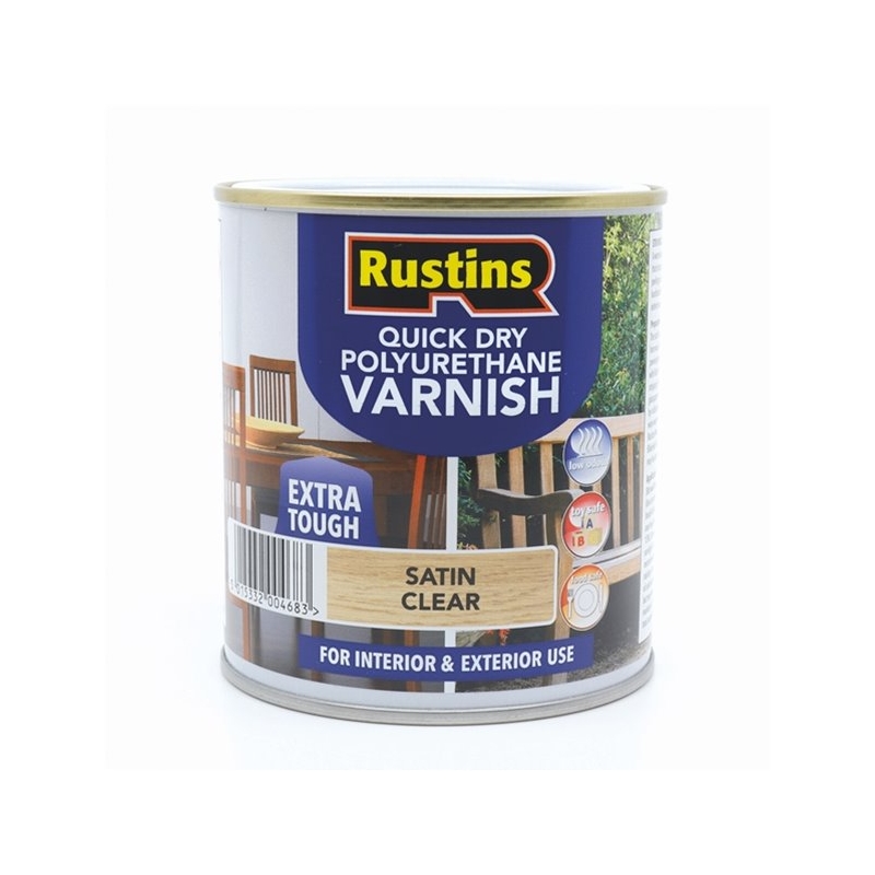RUSTINS QUICK DRY POLYURETHANE VARNISH SATIN CLEAR 250ML - Winterstoke ...